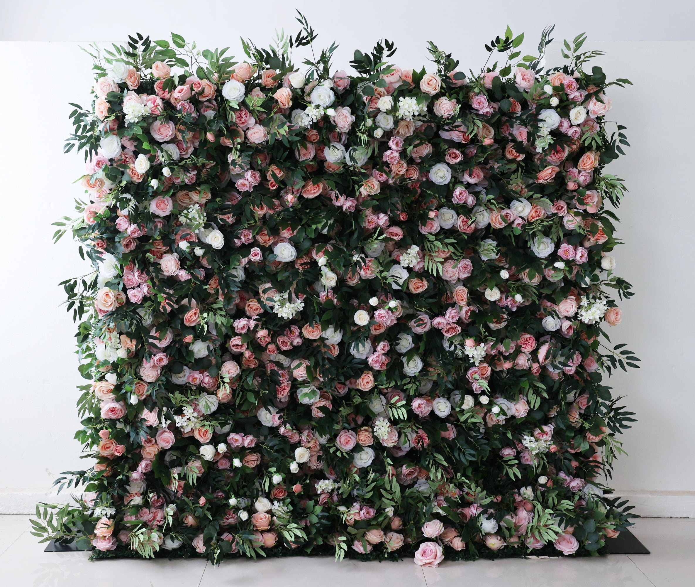 Pink And White Roses With Leaves, 5D, Fabric Backing Artificial Flower ...